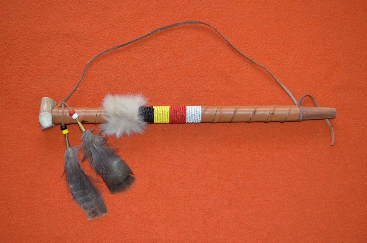 Lakota Sioux Decorative Buckskin Wrapped Indian Peace Pipes