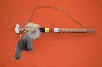 Lakota Sioux Decorative Buckskin Wrapped Indian Peace Pipes