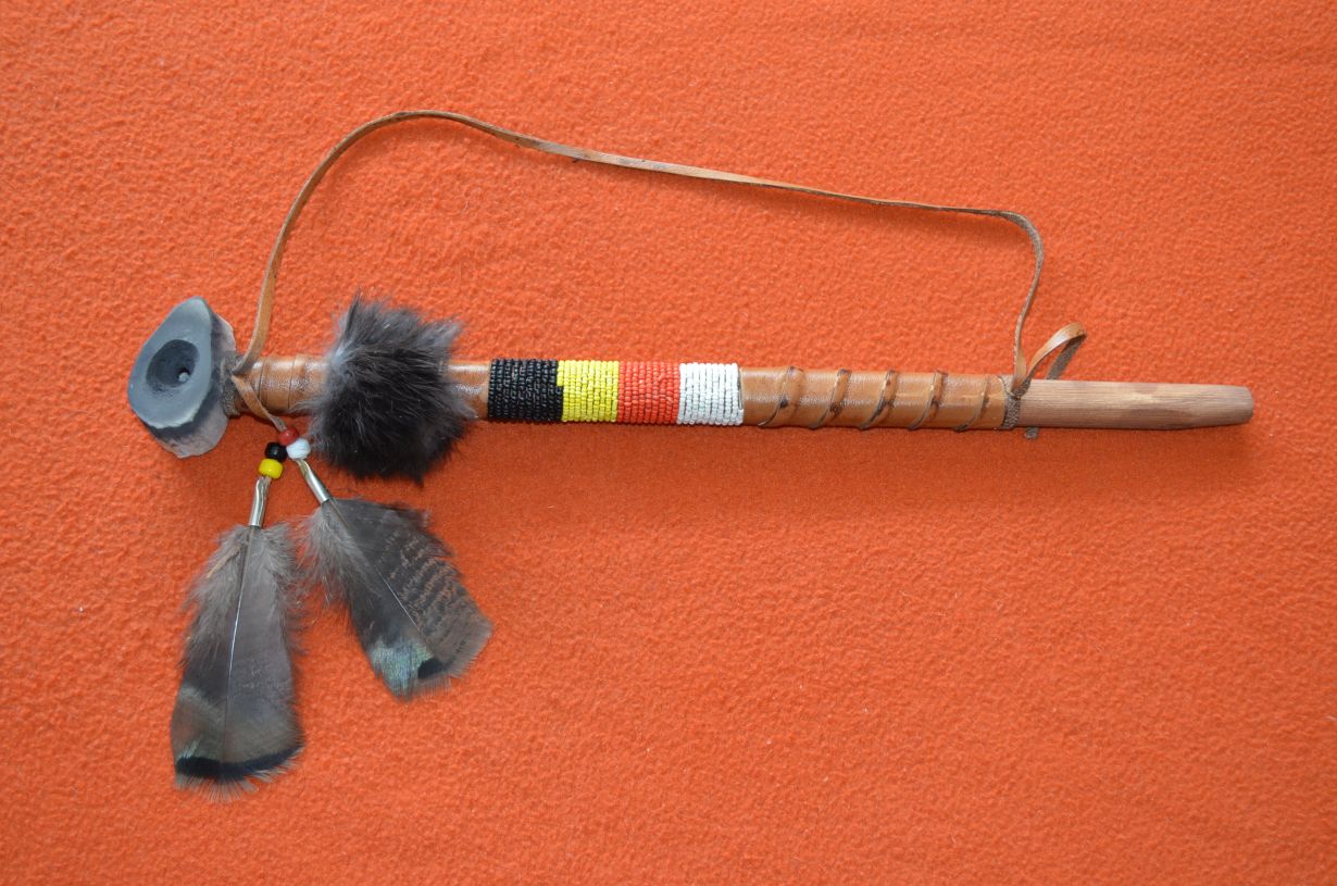 Lakota Sioux Decorative Buckskin Wrapped Indian Peace Pipes