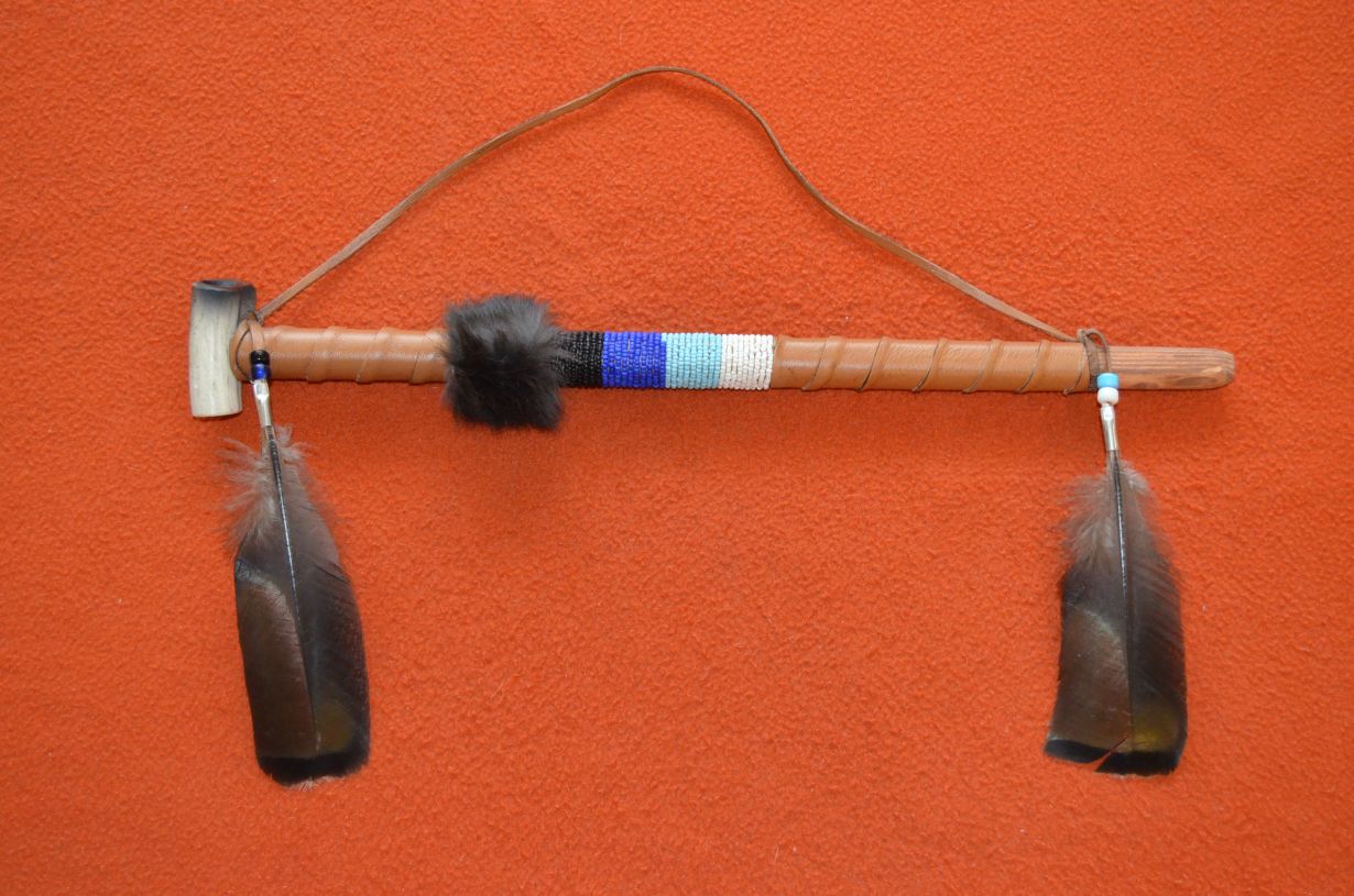 Lakota Sioux Decorative Buckskin Wrapped Indian Peace Pipes