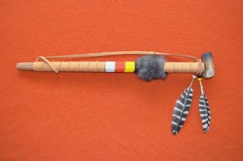 Lakota Sioux Decorative Buckskin Wrapped Indian Peace Pipes