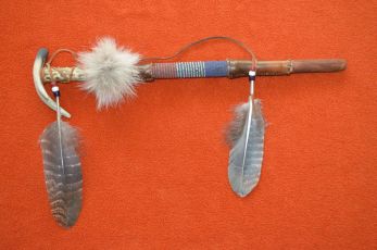 Lakota Sioux Decorative Buckskin Wrapped Indian Peace Pipes